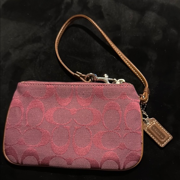 Coach | Bags | Coach Wine Brown Wristlet With Brown Strap Wallet | Poshmark